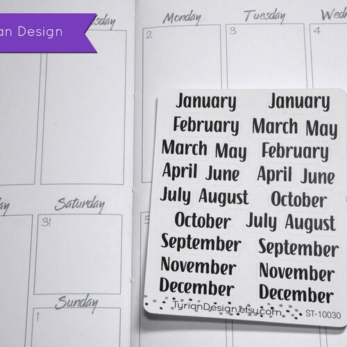 January December Monthly Stickers mini for Planners and - Etsy