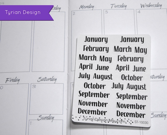 Month of the Year December Monthly Stickers for Planner Stickers Month ...