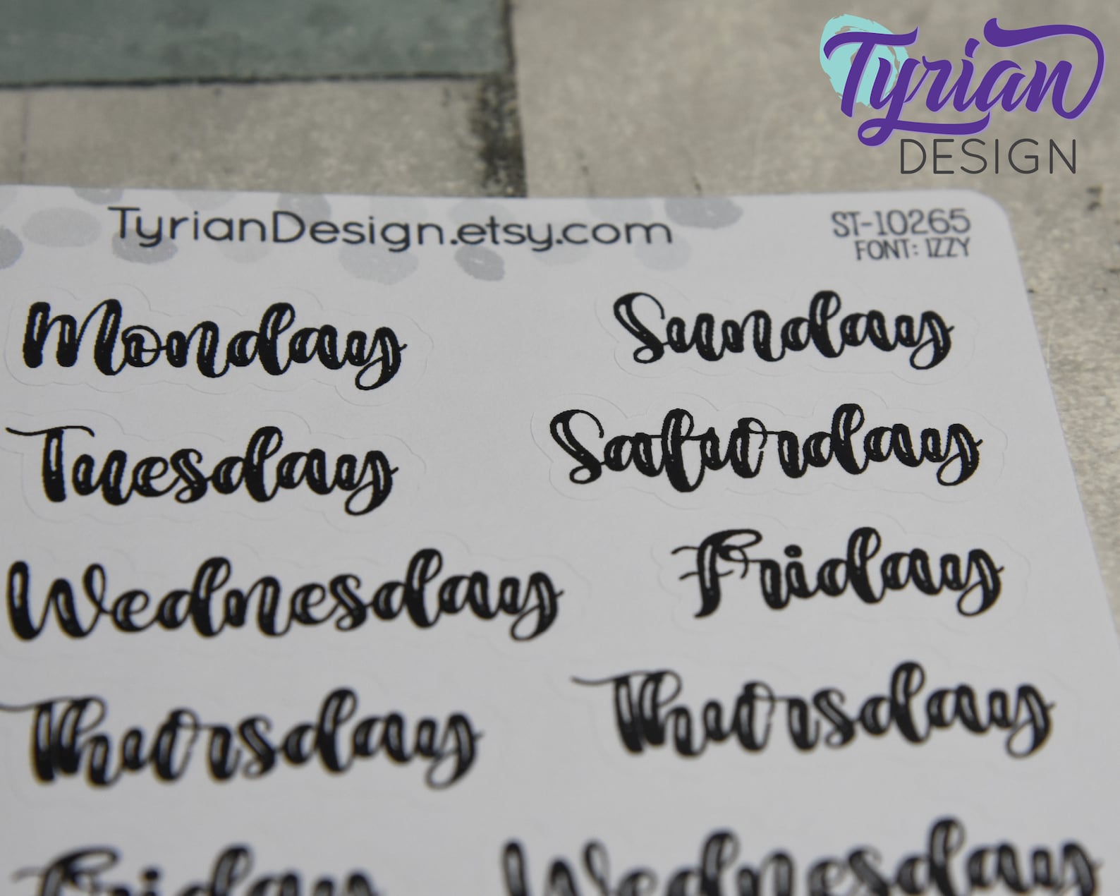 Days of the Week Stickers Monday Sunday All 7 Days 2 of - Etsy
