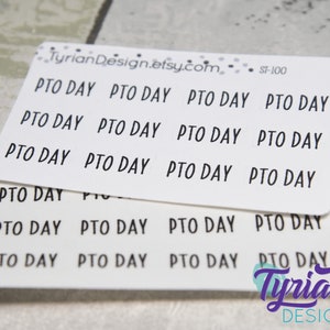 PTO Day Stickers Mini Sheet for Planners and Journals. Black Type ...