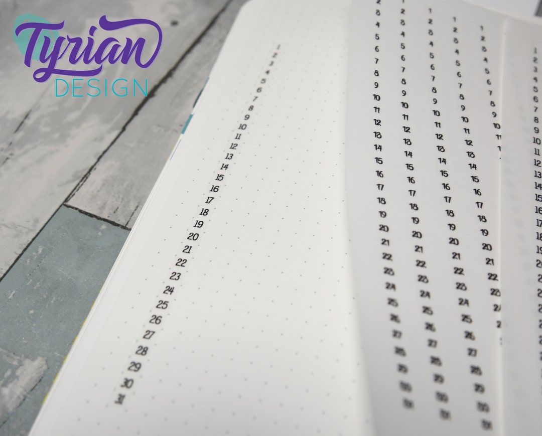 Habit Tracker Vertical Stickers for Planners and Journals 1-31 Shown ...