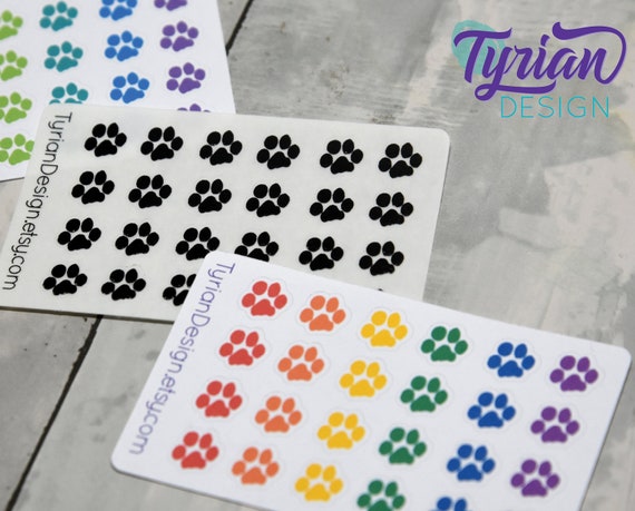 Paw Print Stickers Mini Sheet for Planners and Journals. | Etsy