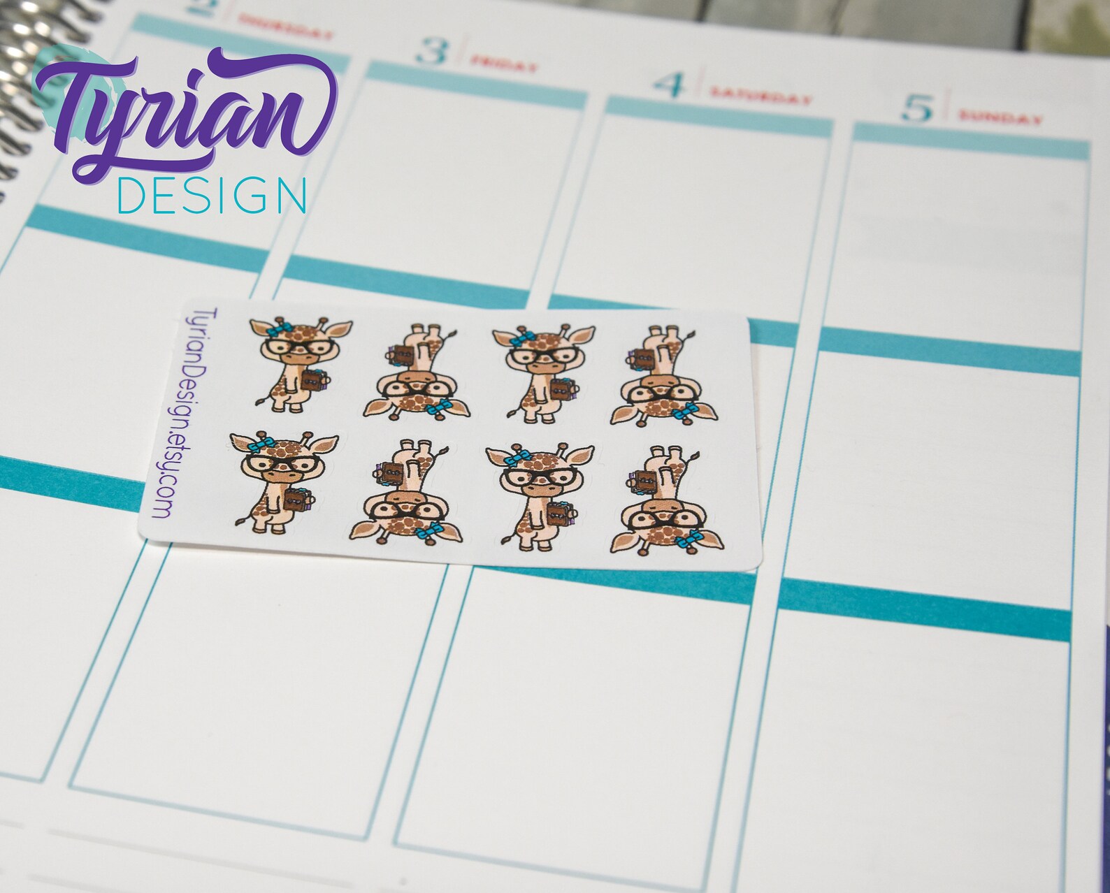 Nerd Giraffe With Planner Stickers for Planners and Journals. - Etsy