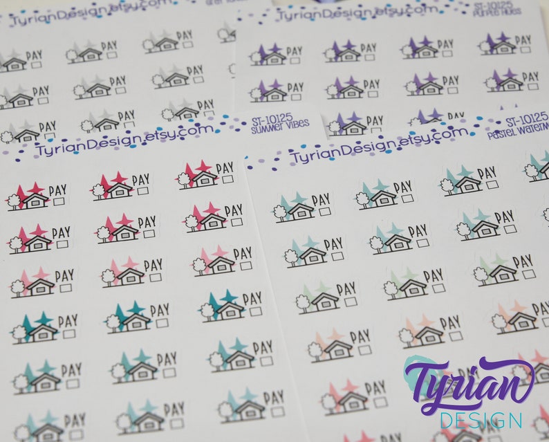 Housing Payment Stickers. Different color options. Keep track | Etsy