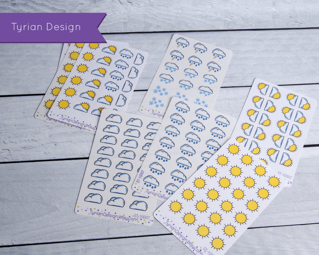 Weather Stickers for Planners and Journals. Hand Drawn Weather Stickers ...