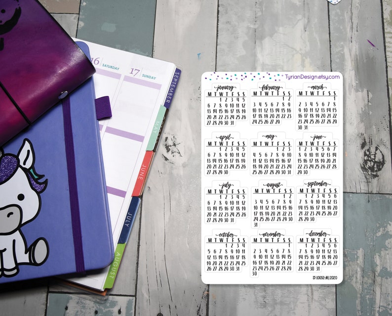 Small Monthly Stickers (monday Start) for Planners and Journals ...
