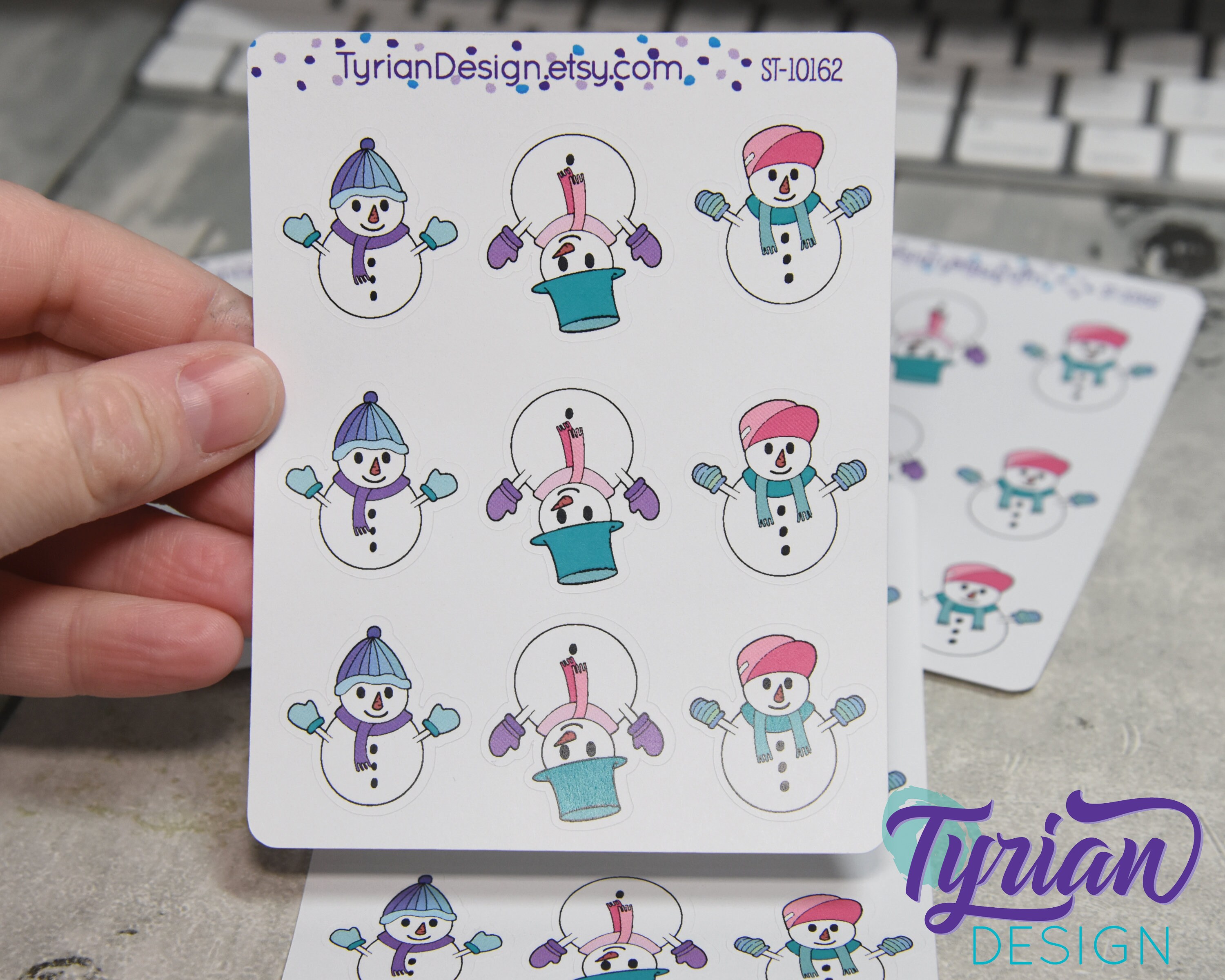 Snowman Stickers, Set of Three Different Snow Men, Great for Marking ...