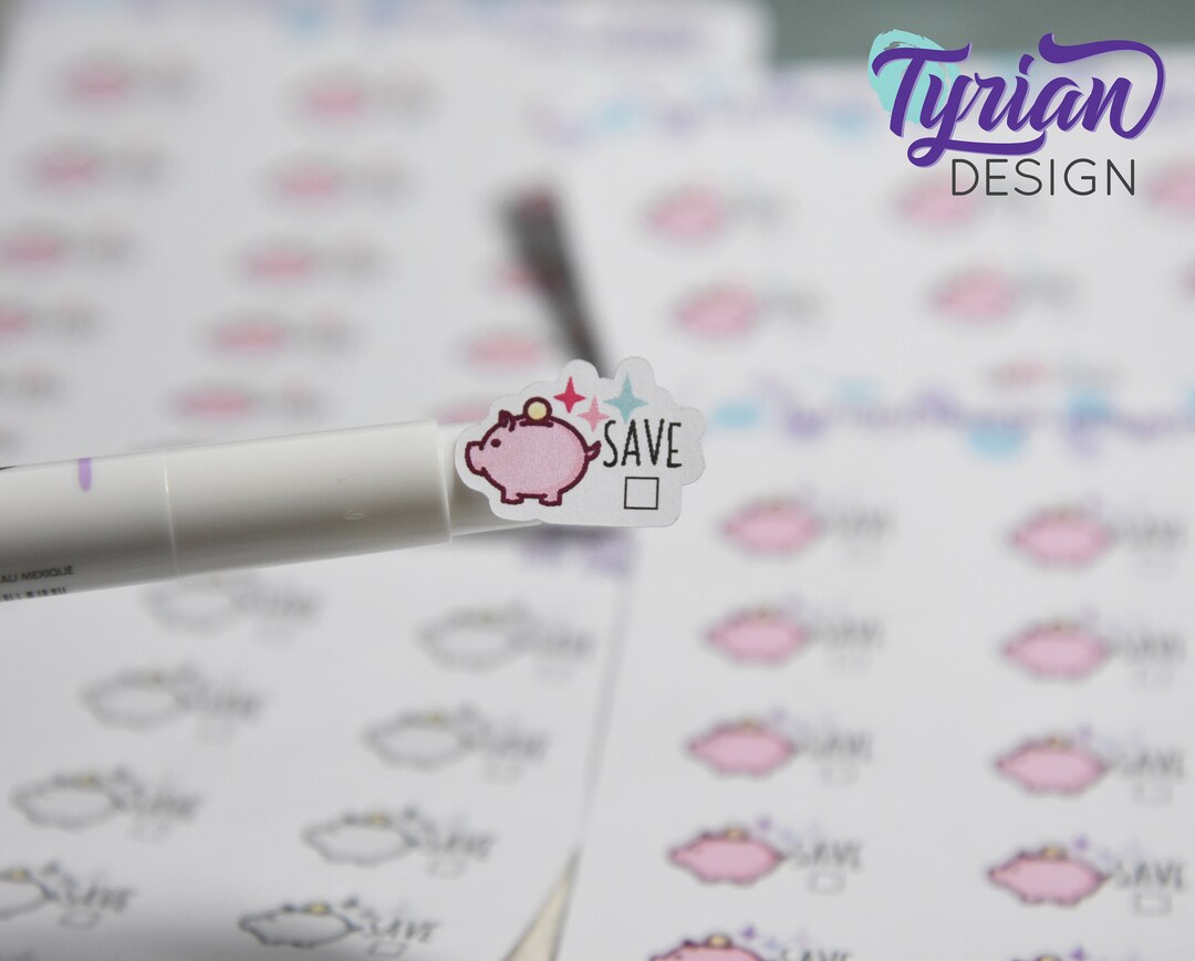 Savings Stickers | Piggy Bank Stickers | Different Color Options ...