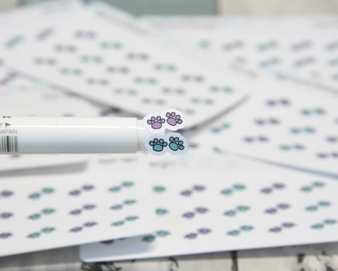 Paw Print Teeny Stickers | Tiny Paw Stickers | 18 Stickers | .46" X .34 ...