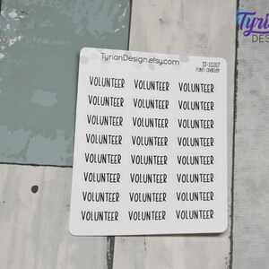 Volunteer Stickers 3.5 X 4.5 Sheet 1 X .34 Sticker Size 24 Stickers per ...