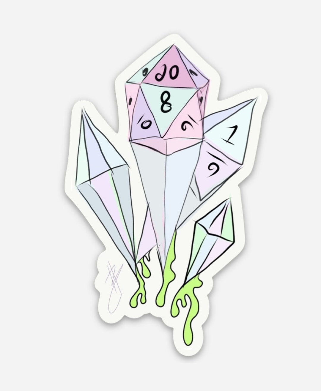D20 Crystals Sticker- Custom Dnd Art Decal - Etsy