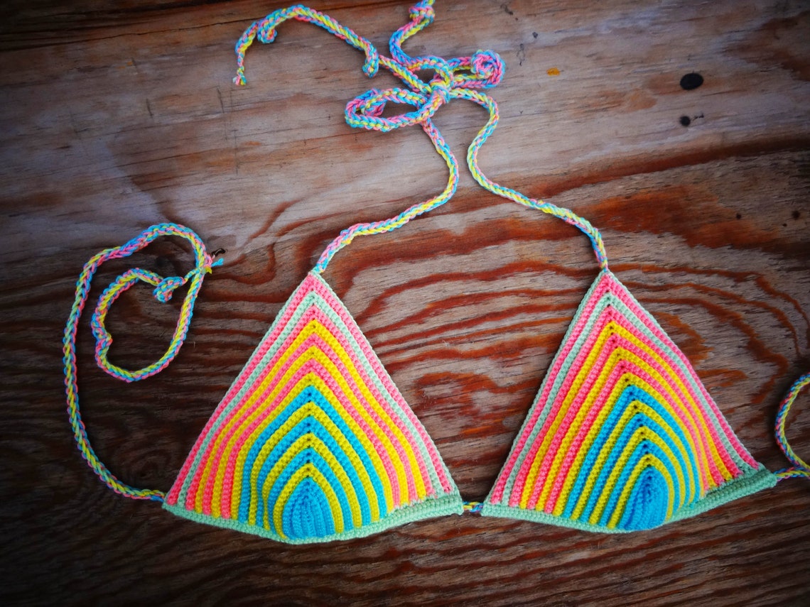 Crochet Bikini Top Pattern Crochet Rainbow Bikini Top - Etsy