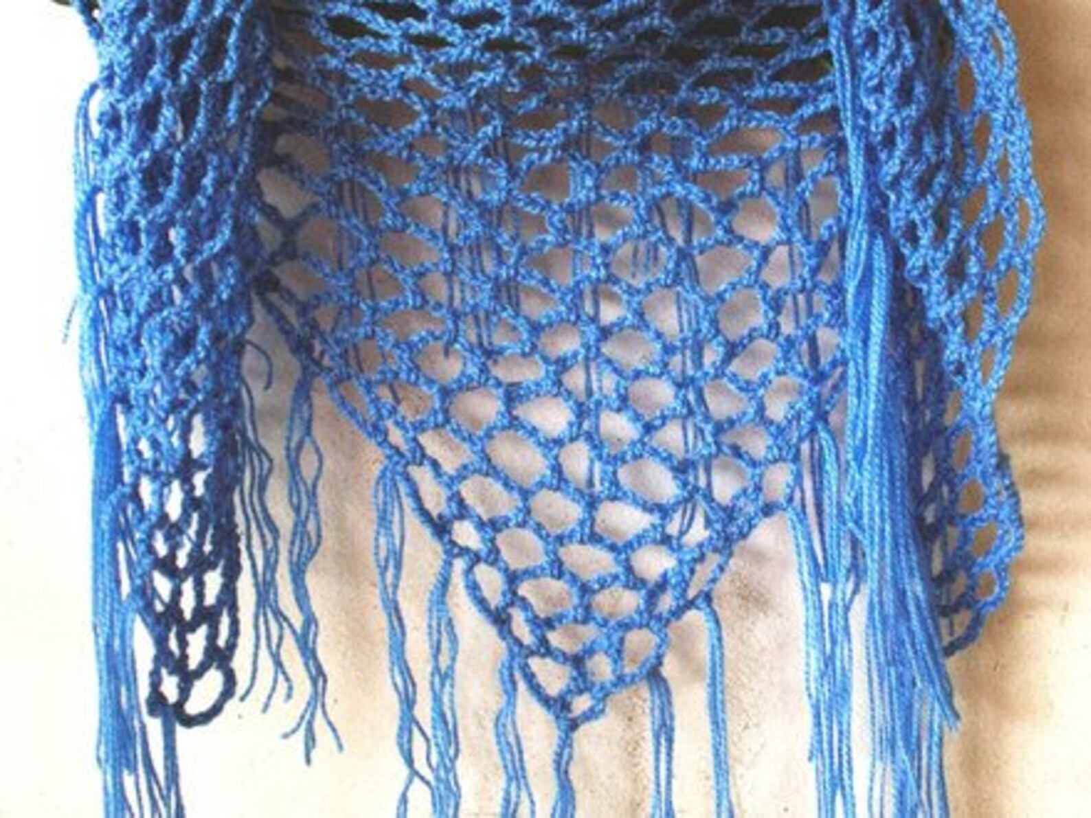 Crochet Triangle Fringe Scarf Crochet Pattern Crochet Mesh - Etsy