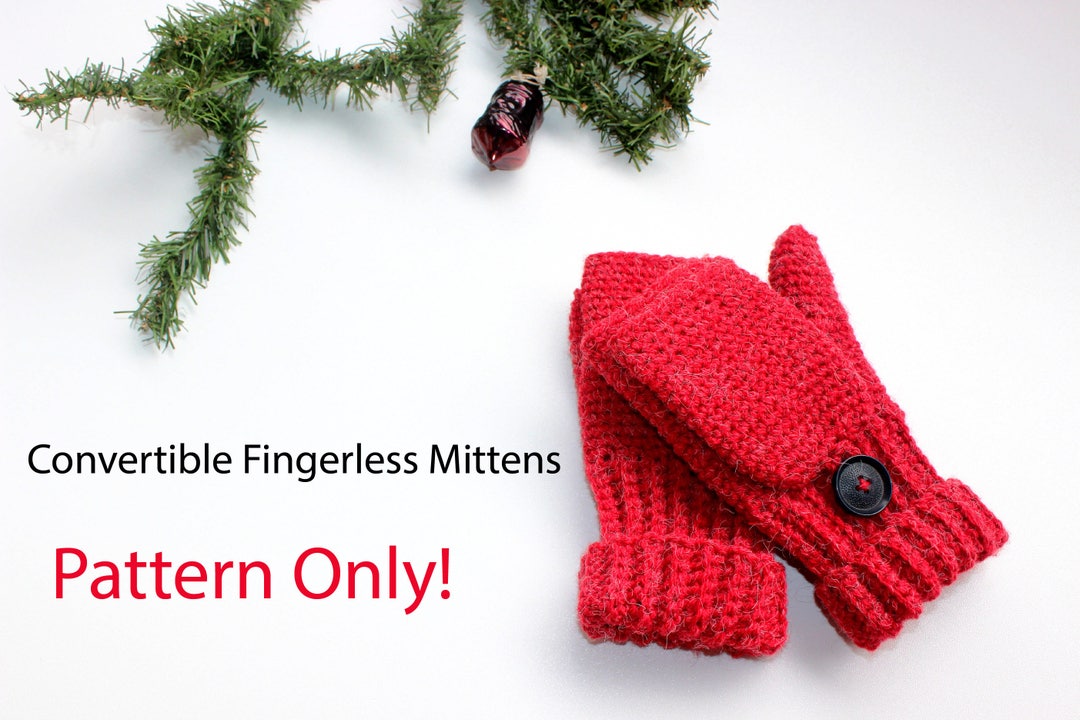 Easy Fingerless Mittens With Flaps. Adult and Child Sizes. PDF Pattern ...