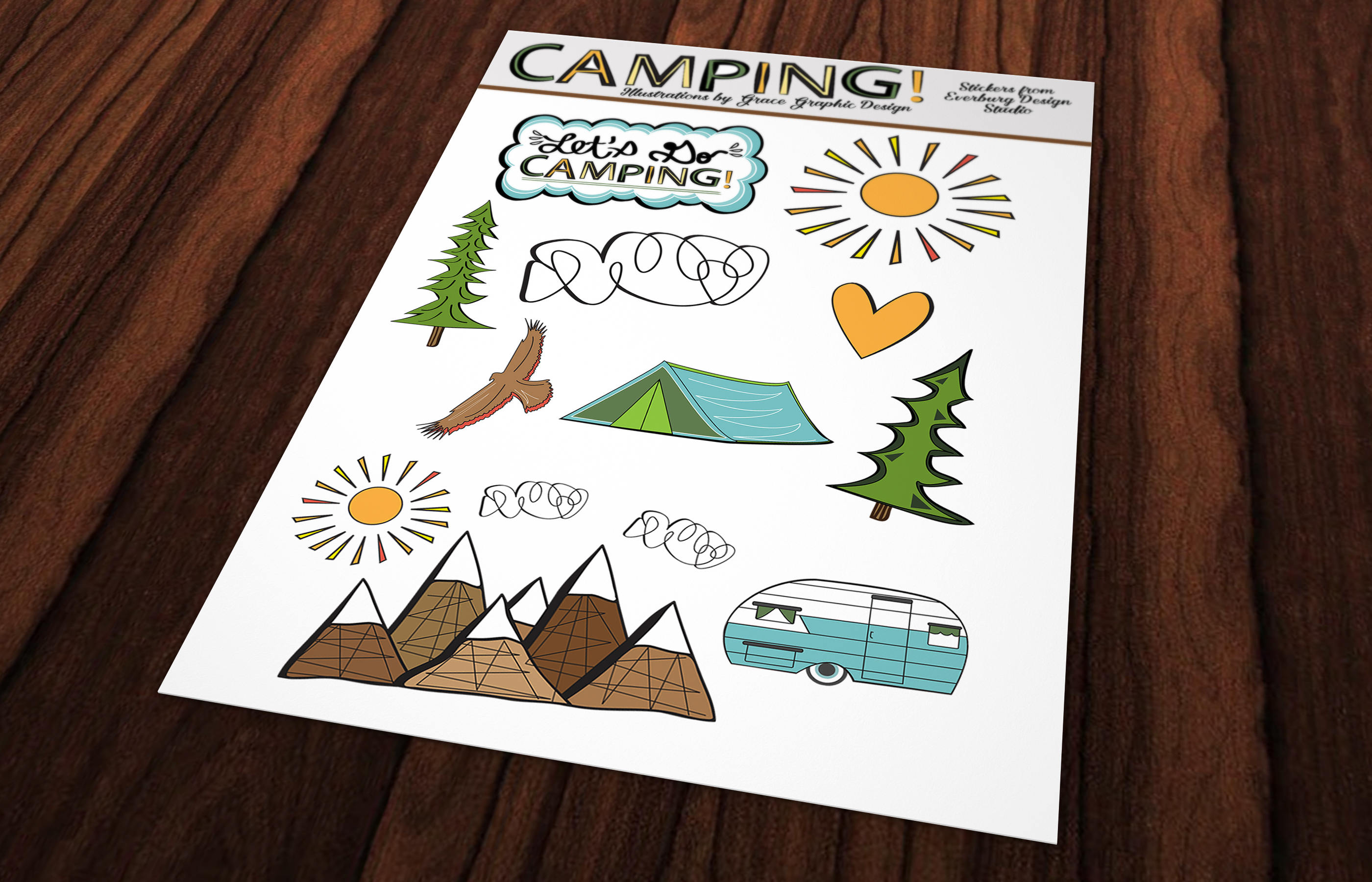 Stickers / Camping Sticker Set / Camp Campfire Outdoors | Etsy