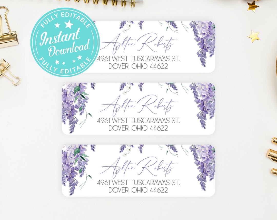 INSTANT DOWNLOAD DIY Address Labels / Regency Era Wisteria / Editable ...