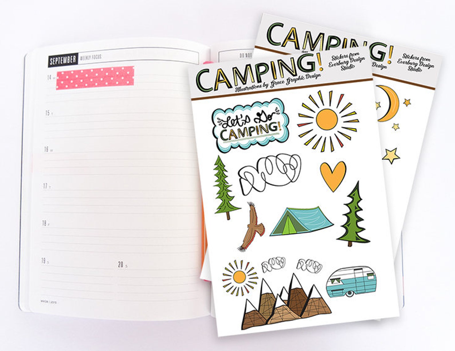 Stickers / Camping Sticker Set / Camp Campfire Outdoors - Etsy