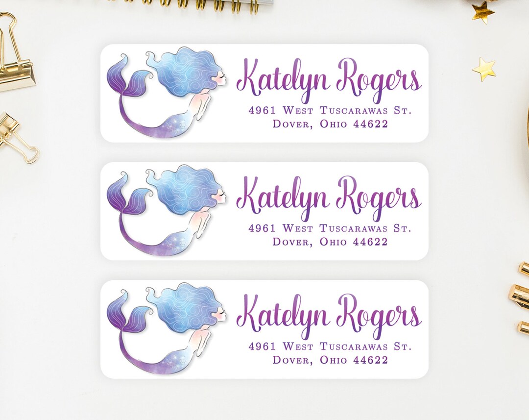 Address Labels / Mermaid, Fantasy Return Address Labels / Custom ...