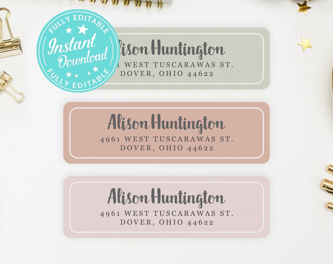 INSTANT DOWNLOAD DIY Address Labels / Editable Address Labels With ...