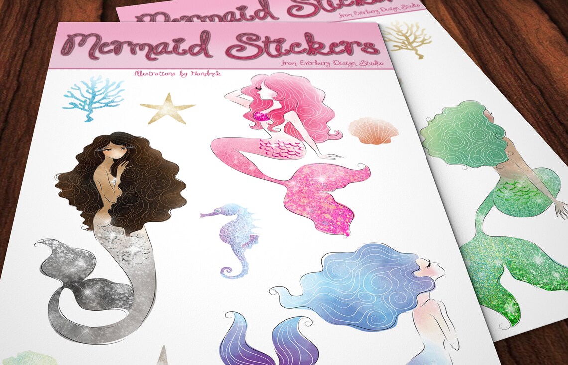 Stickers / Mermaid Stickers / Beautiful Multicolored Mermaid | Etsy