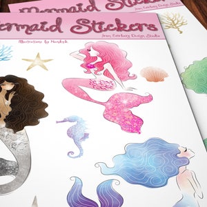 Stickers / Mermaid Stickers / Beautiful Multicolored Mermaid Stickers ...