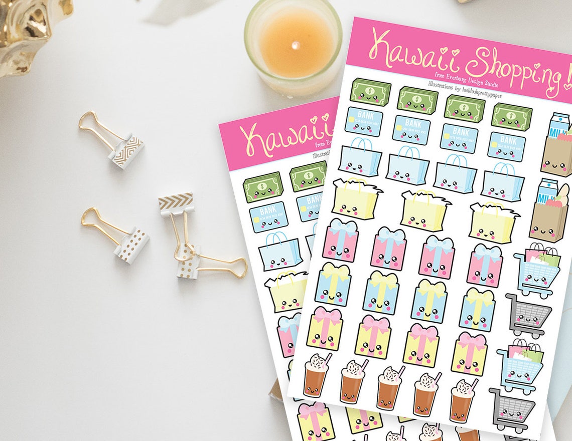 Stickers / Super Cute Shopping Stickers / Kawaii / Money - Etsy