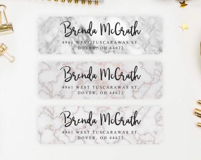 Address Labels / Modern Marble Personalized Return Address Labels ...