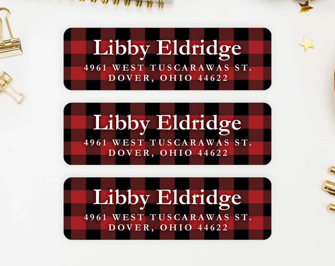 Address Labels / Buffalo Check, Christmas Card/ Buffalo Plaid Return ...