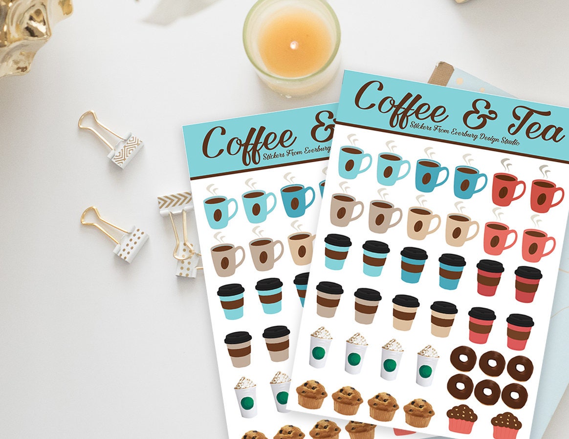 Stickers / Super Cute Coffee and Tea Stickers / Kawaii | Etsy