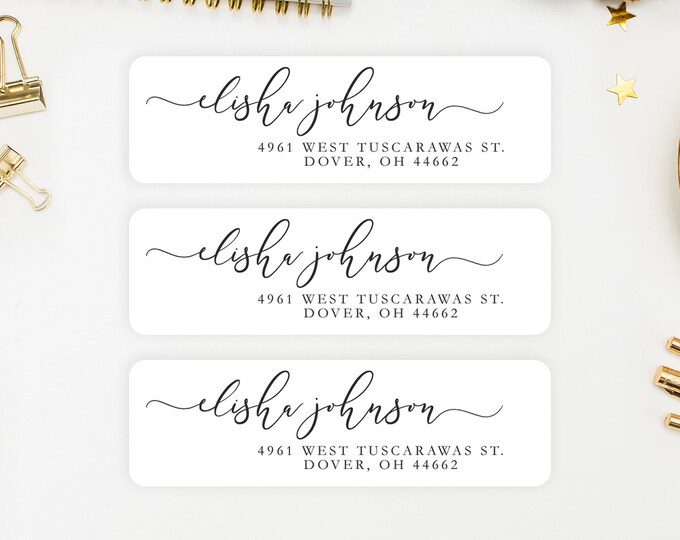Address Labels / Classic Black and White Return Address Labels / Floral ...
