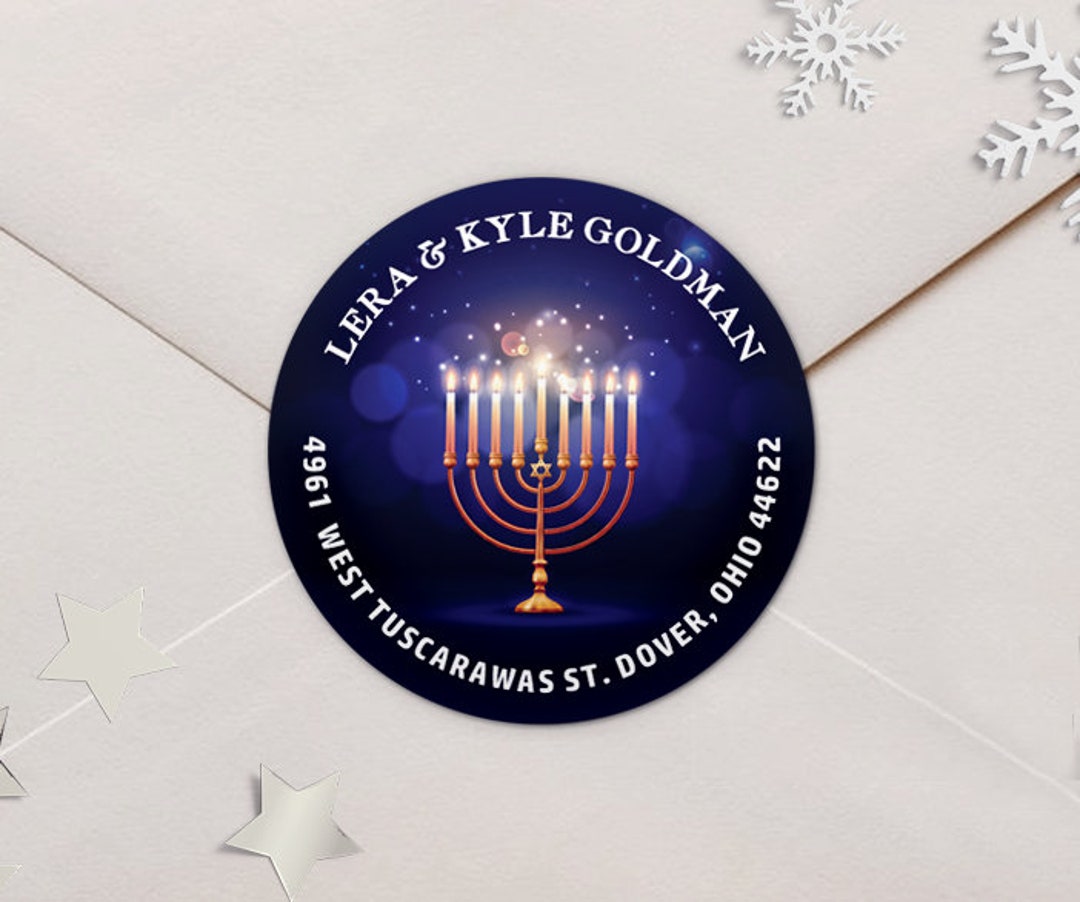 Address Labels / Hannukah Menorah Return Address Labels / Happy Hannukah, Chanukah Return Labels ...
