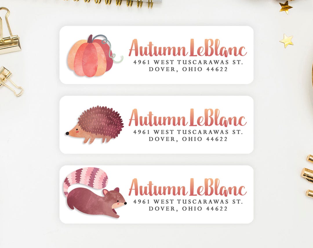 Address Labels / Fall, Autumn Personalized Return Address Labels ...