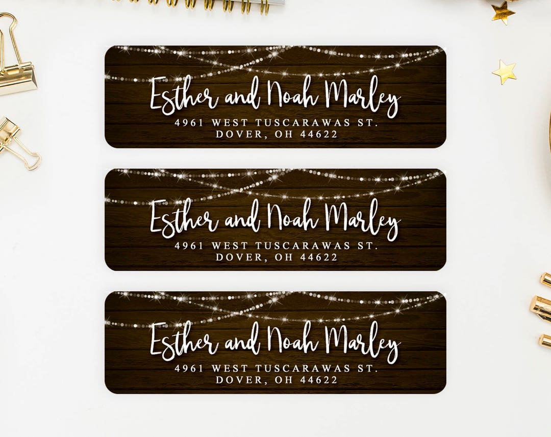 Address Labels / Rustic Wood Lights Return Address Labels / Custom ...