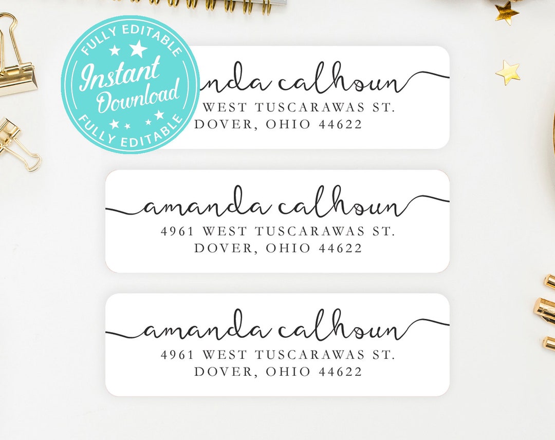 INSTANT DOWNLOAD DIY Address Labels / Editable Address Labels With ...