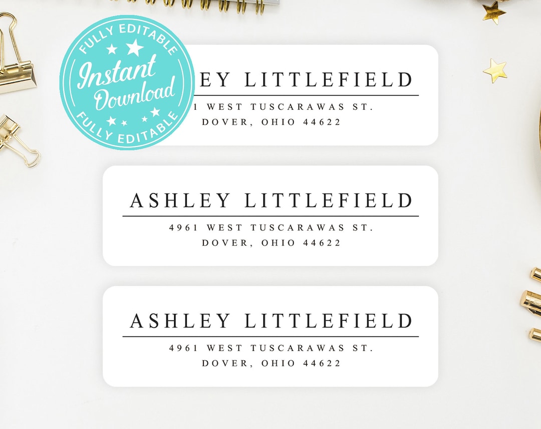 INSTANT DOWNLOAD DIY Address Labels / Editable Address Labels With ...