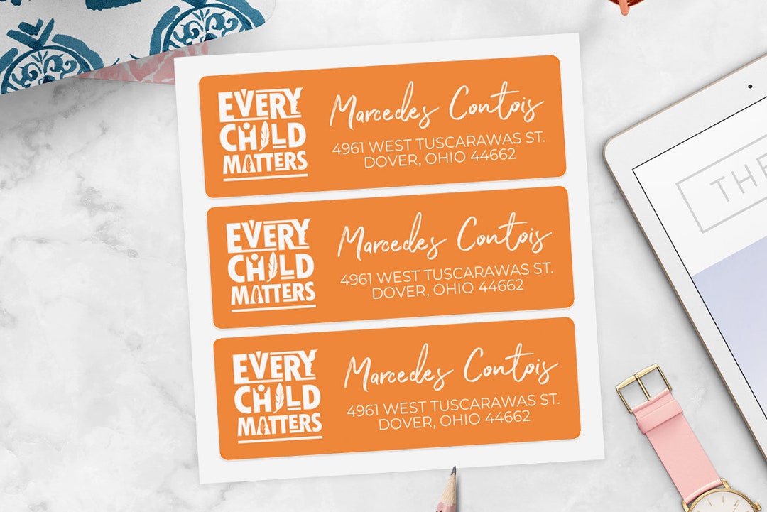 Address Labels / Every Child Matters Indigenous Orange Return Address ...