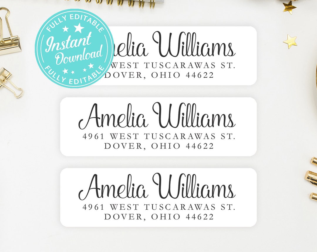 INSTANT DOWNLOAD DIY Address Labels / Editable Address Labels With ...
