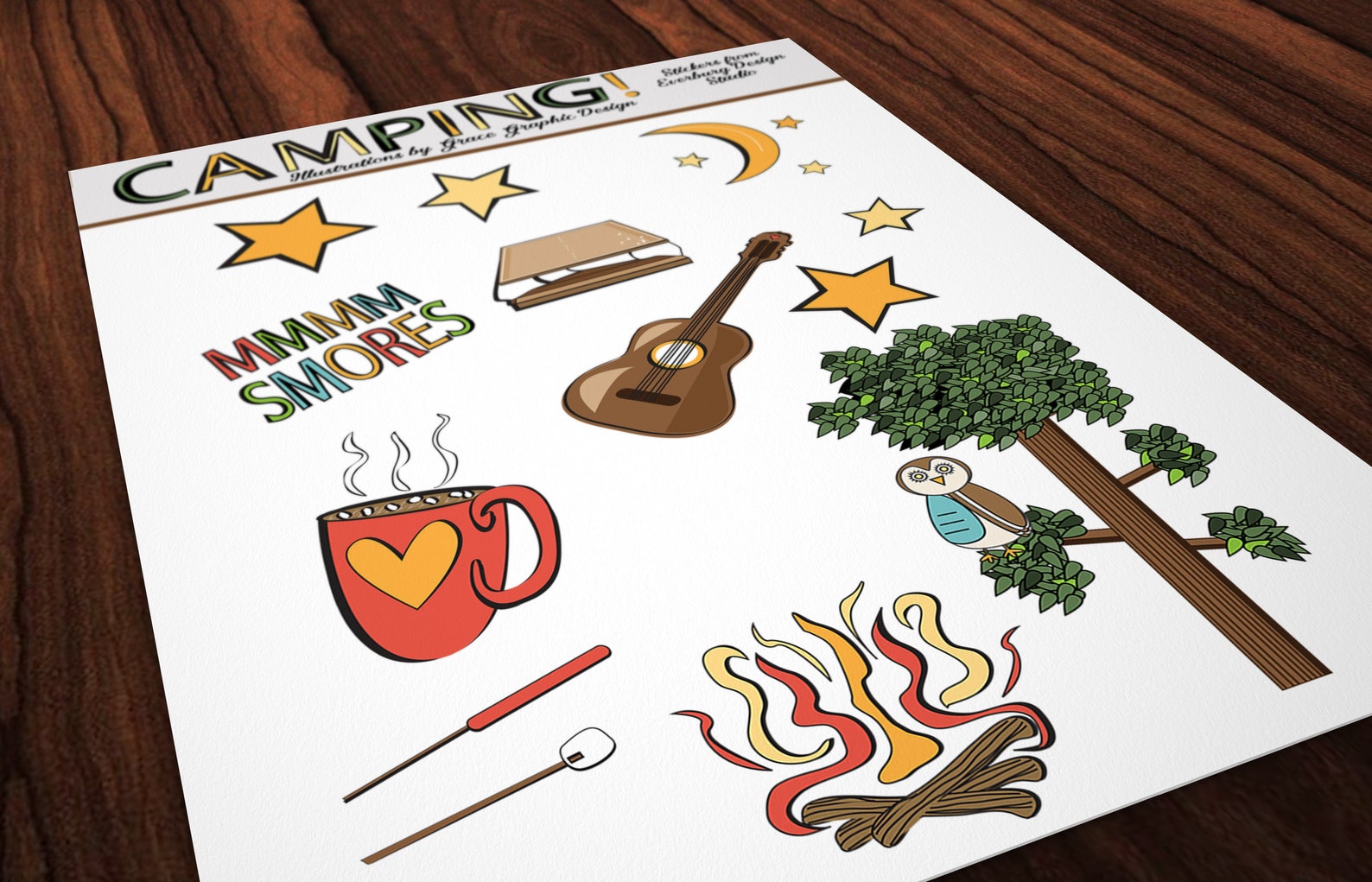 Stickers / Camping Sticker Set / Camp Campfire Outdoors | Etsy