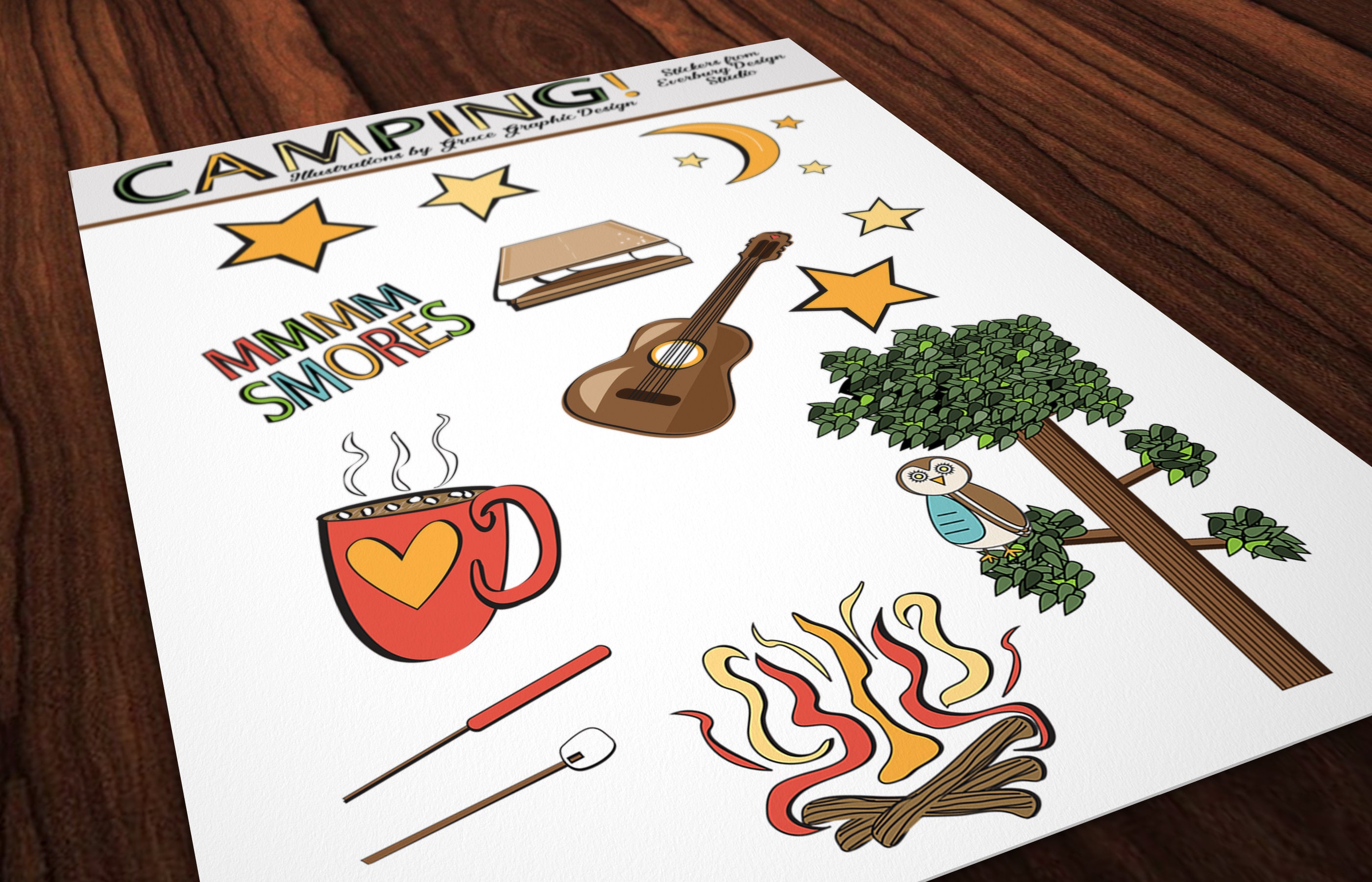 Stickers / Camping Sticker Set / Camp Campfire Outdoors | Etsy