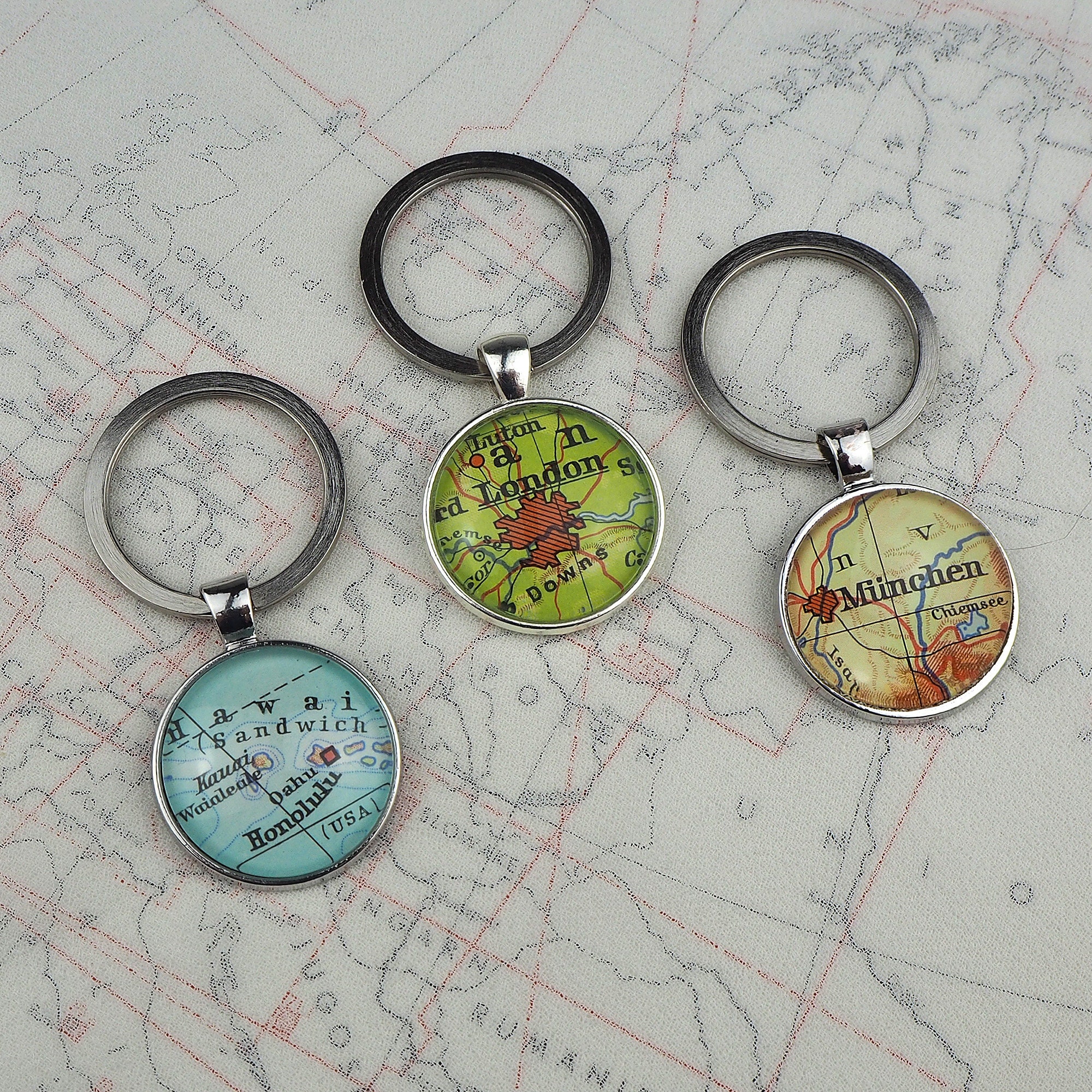 Keyring With Original Map HAMBURG - Etsy