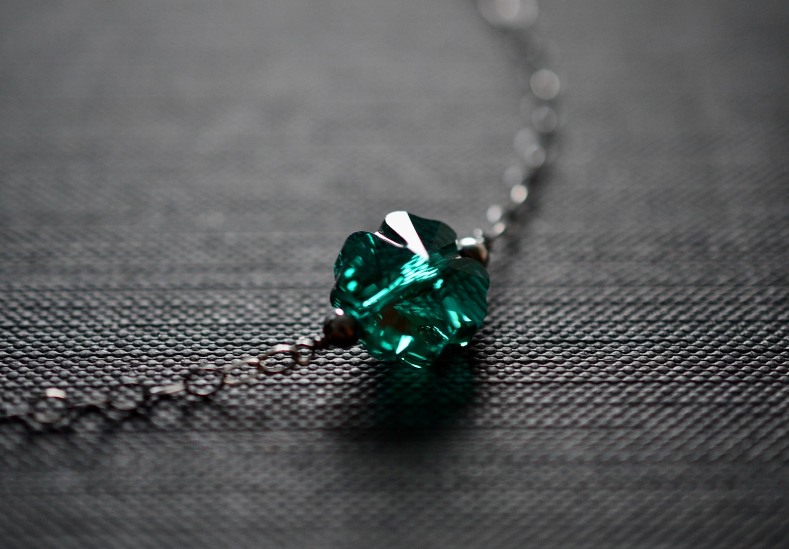 Emerald Green Swarovski Crystal Clover Necklace, Oxidized Sterling ...