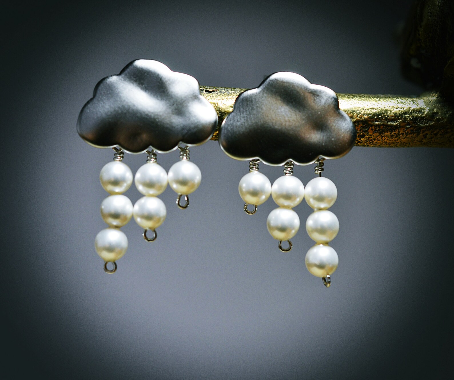 Rain Drop Silver Cloud Earrings, Cloud Earrings, Blue Rain Drop ...