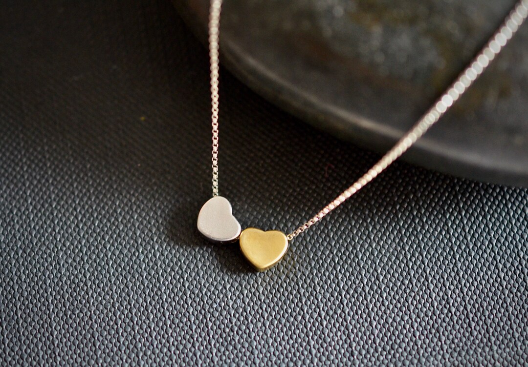 Two Heart Sterling Silver Necklace, Heart Necklace, Valentine's Day ...