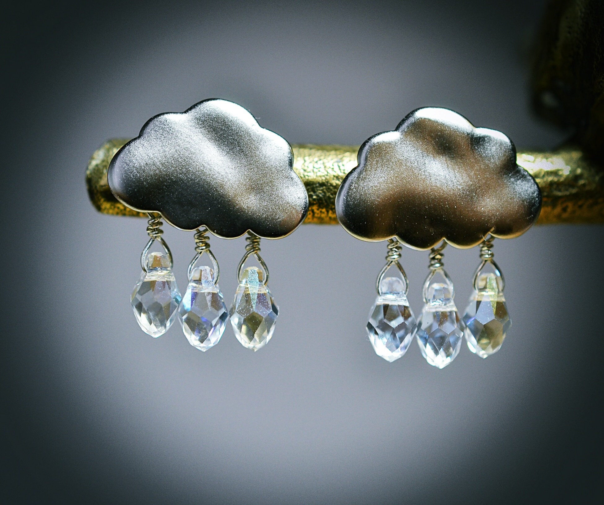 Rain Drop Silver Cloud Earrings, Cloud Earrings, Blue Rain Drop ...