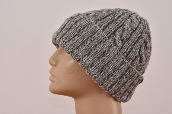 Mens Slouchy Beanie Winter Hat Hand Knit Chunky Beanie Etsy