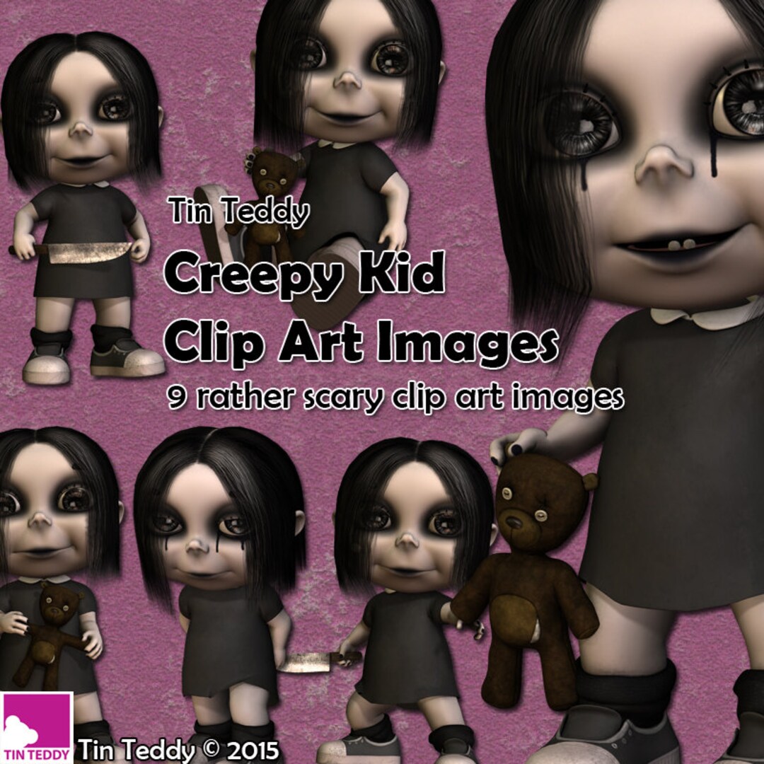 Creepy Kid Clip Art 12 Digital Images for Halloween and Scary Cards ...