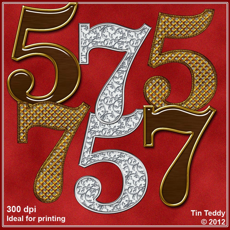 Ornate Numbers 0-9 Printable Digital Clip Art 3 Sets for Scrapbooking ...