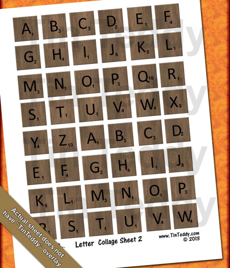 Letter Tiles Digital Collage Sheet - 1 Inch Squares Alphabet Tiles ...