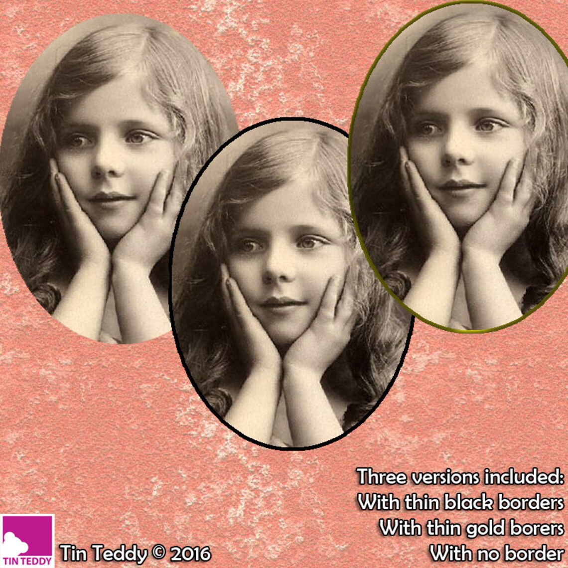 Little Girls Digital Collage Sheet 40mm X 30mm Child Ovals, 36 Vintage ...