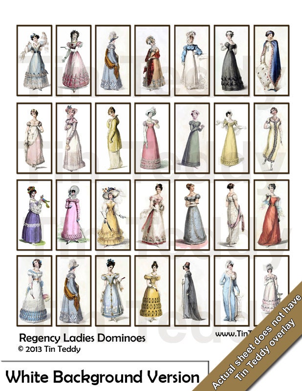 Regency Ladies Dominoes Digital Collage Sheet - 2" X 1" Domino Size ...